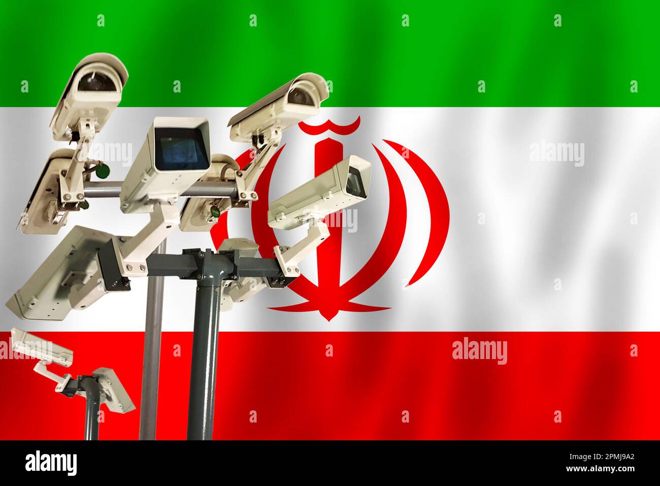 Iranian CCTV camera on the flag of Iran Surveillance, security, control ...