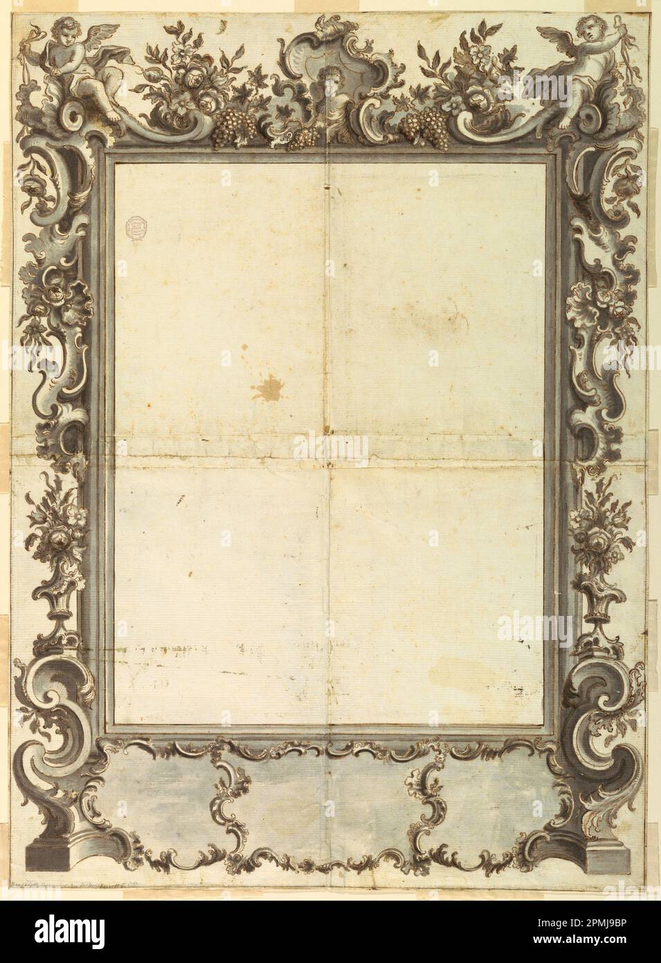 Drawing, Design for a Frame; pen and ink, brush and watercolor on paper ...