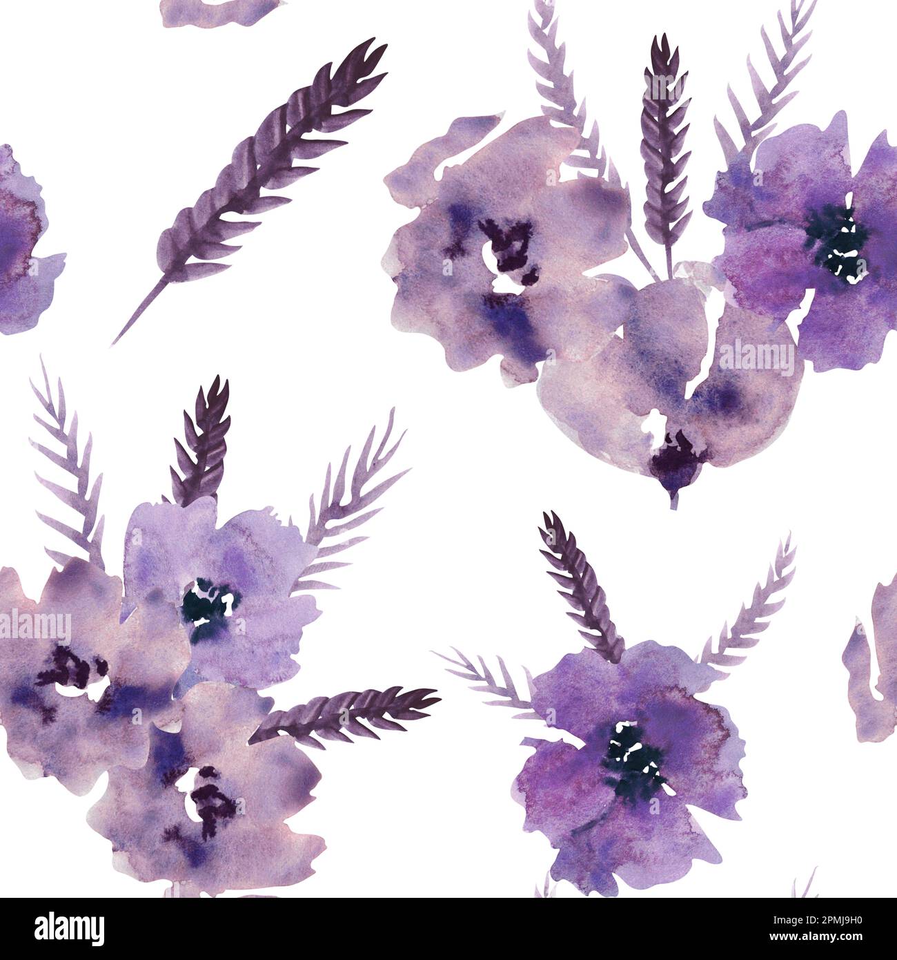 Watercolor purple flowers clipart. Floral clip art. Handmade ...