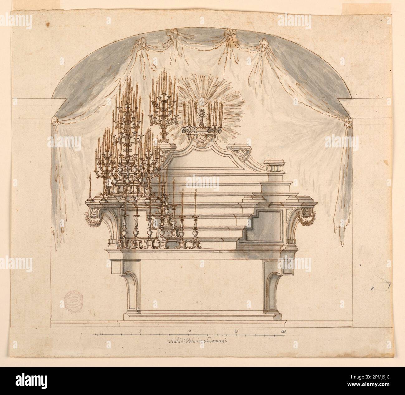 Drawing, Project for the exposition of the Host; Italy; pencil, pen ...