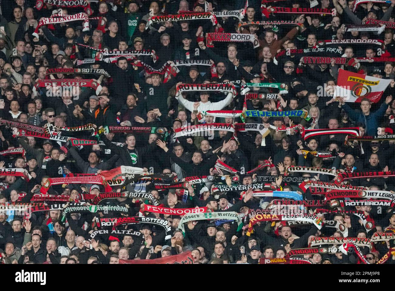Feyenoord fans celebrate at the end of the first leg quarterfinal ...