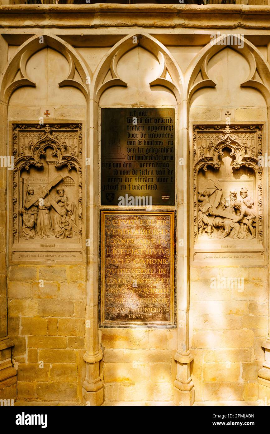 Stations of the cross carved in stone. Saint Peter's Church is a Roman ...