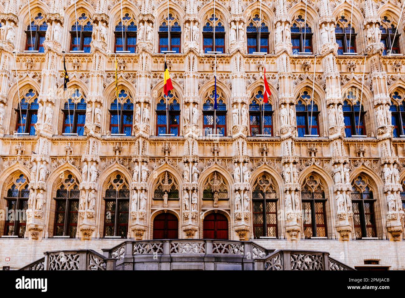 Main facade. Town Hall of Leuven, Flemish Brabant, is a landmark ...