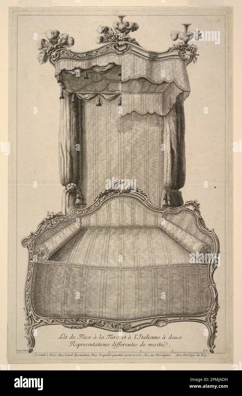Print, Design for a Canopy Bed in the Turkish Style with Alternate ...