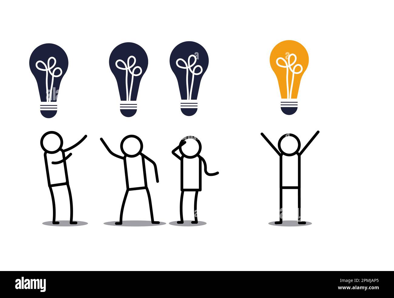 A group of people with a leader who has an idea and thoughts. The right ...