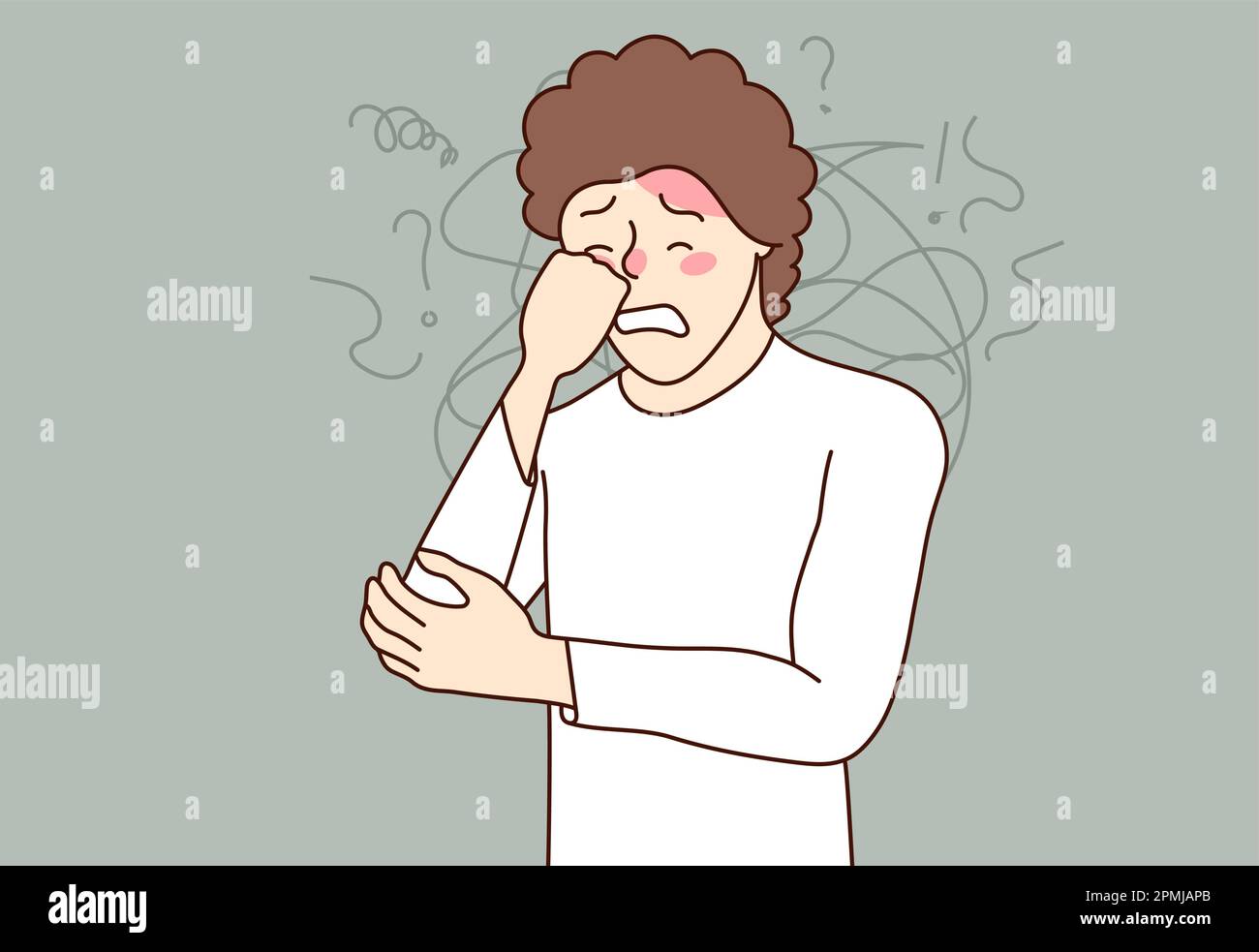 An unhealthy man is ill or suffers from headache. The guy has poor ...