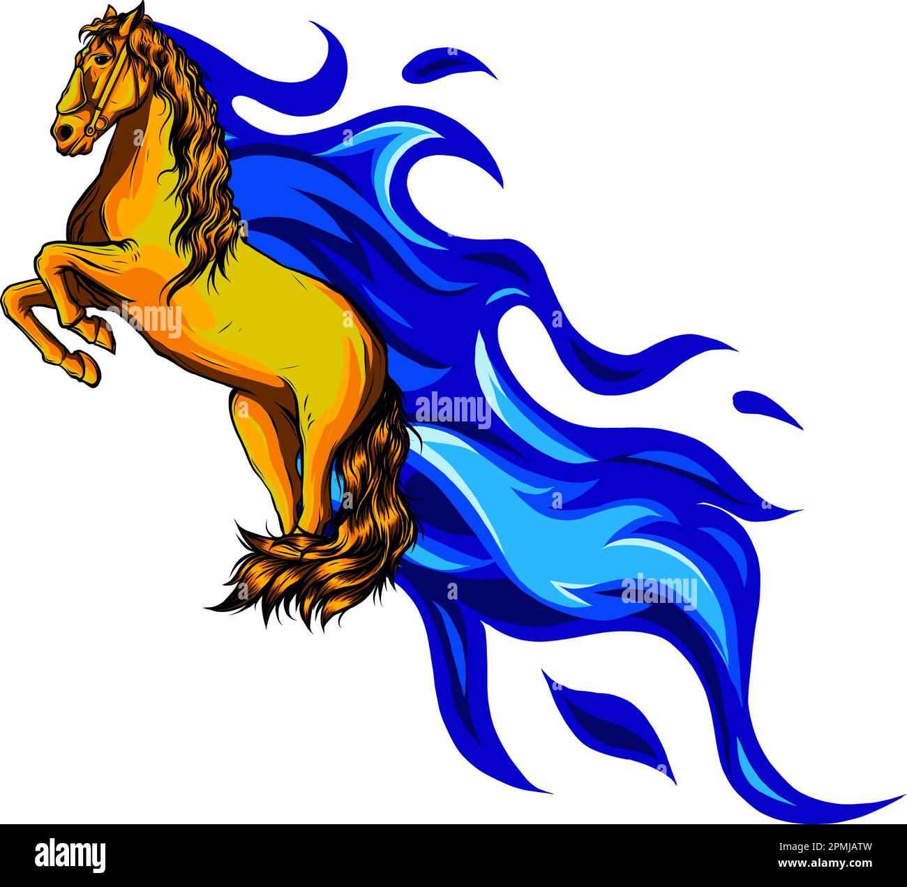 Vector illustratio of horse on white background. digital hand draw ...