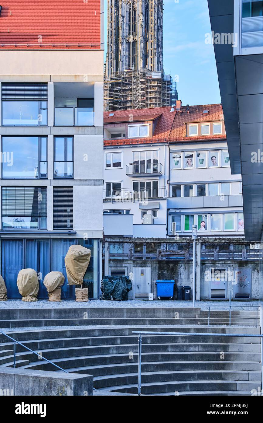 Modern architecture on City Hall square in Ulm, Baden-Württemberg ...