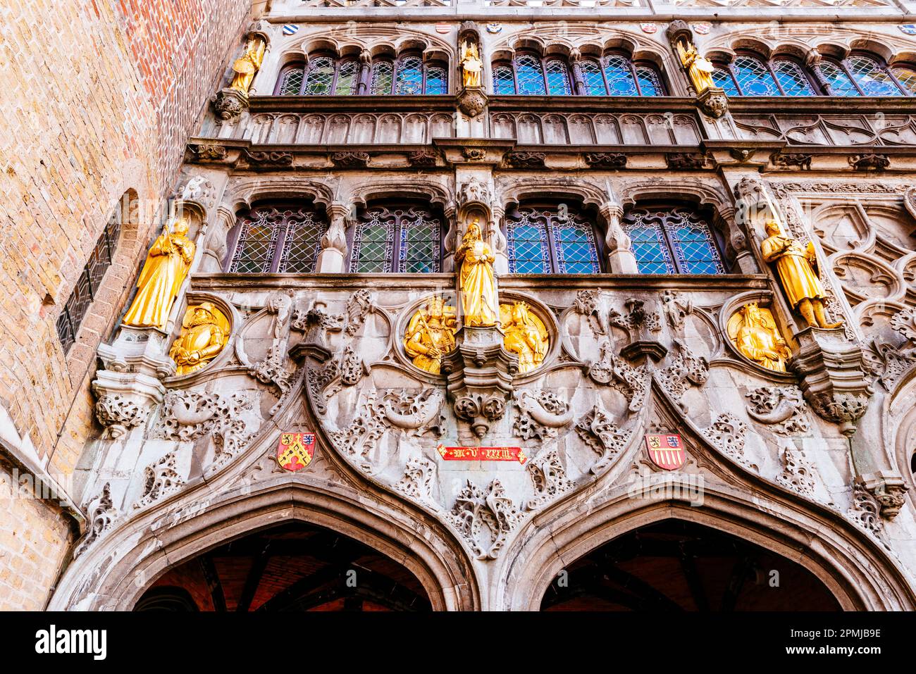 Detail facade. The Basilica of the Holy Blood is a Roman Catholic ...