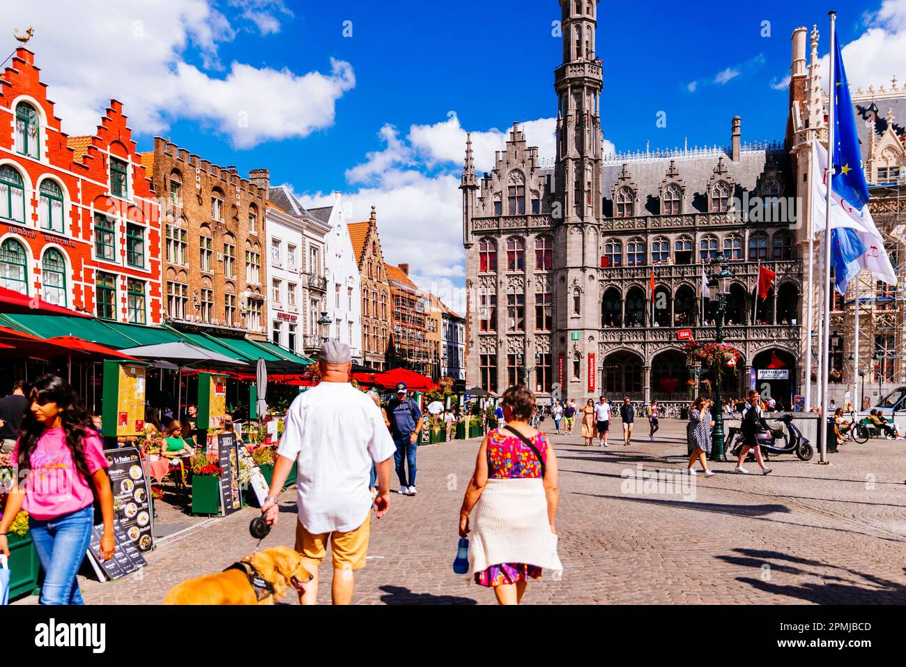 The Market Square is the largest square in Brugge. In the background ...