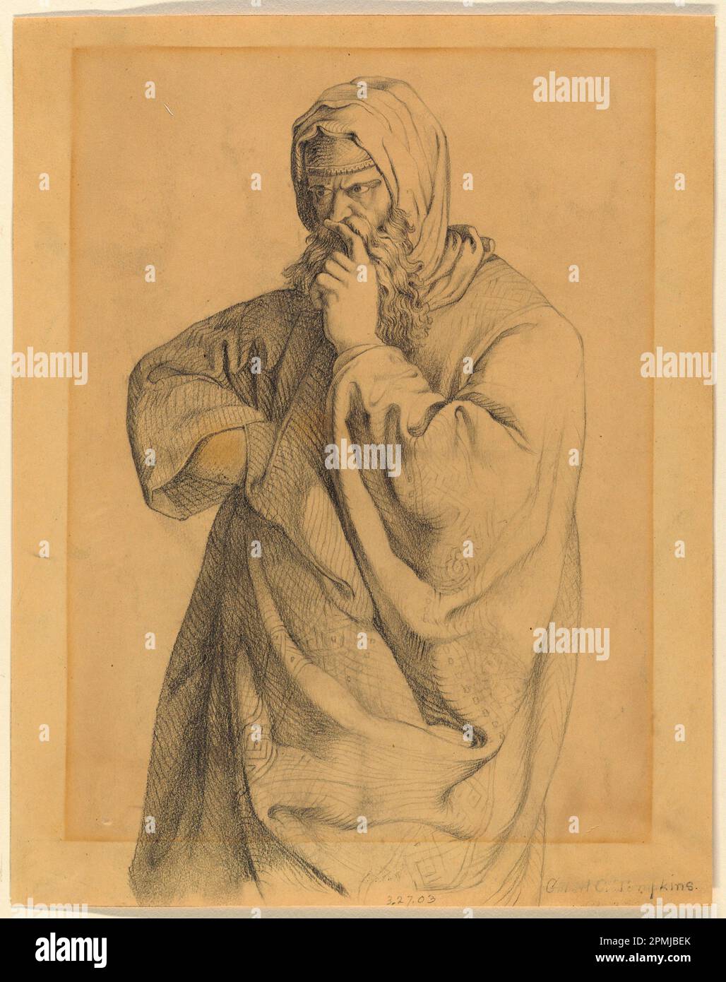 Drawing, Philosopher; Gilbert Tompkins; pencil on cream paper Stock ...