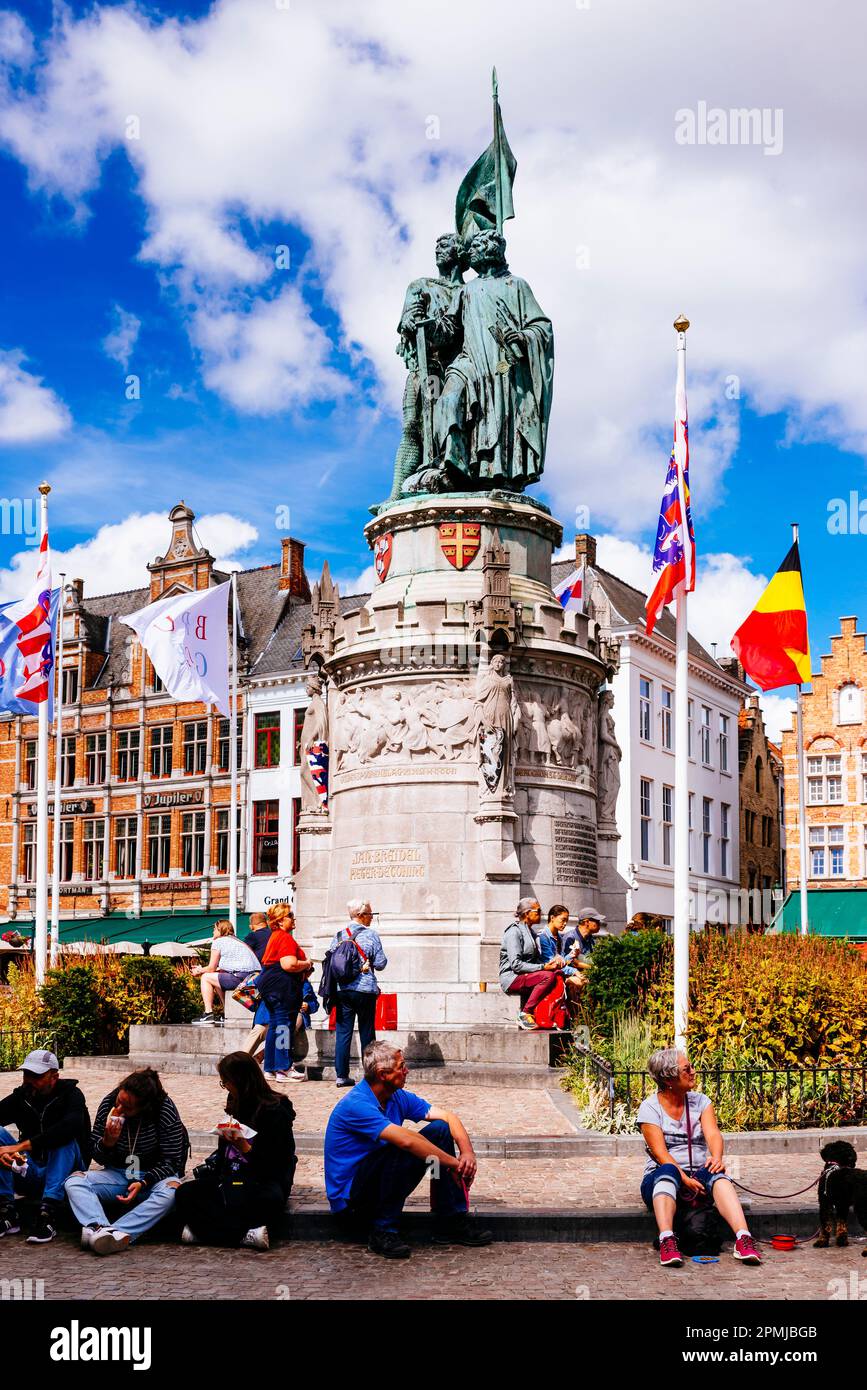 Jan Breydel and Pieter Deconinck monument. The Market Square is the ...