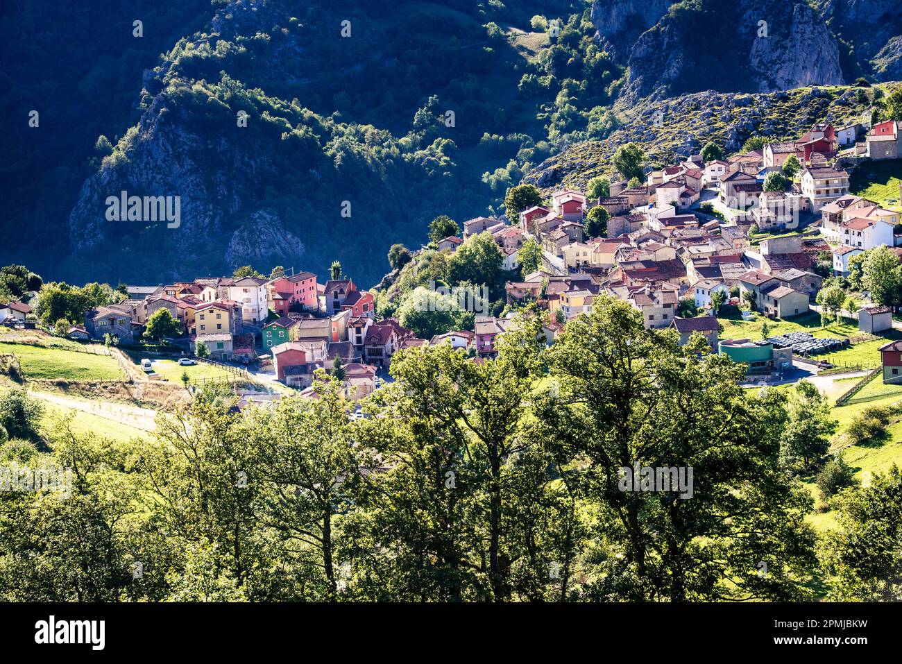The village of Sotres at sunset. Picos de Europa National Park. Sotres ...