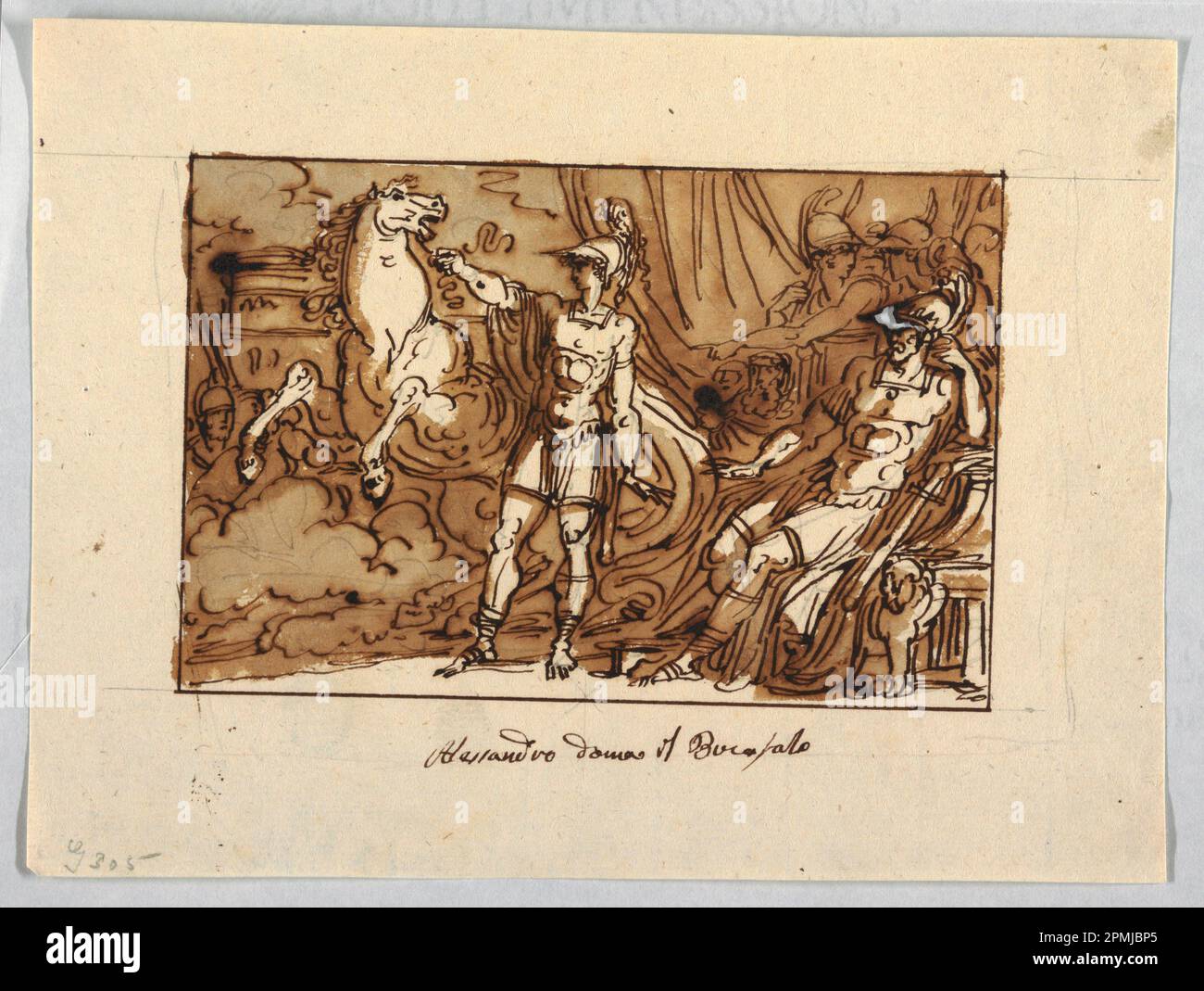 Drawing, Alexander the Great Taming Bucephalus; Designed by Felice ...