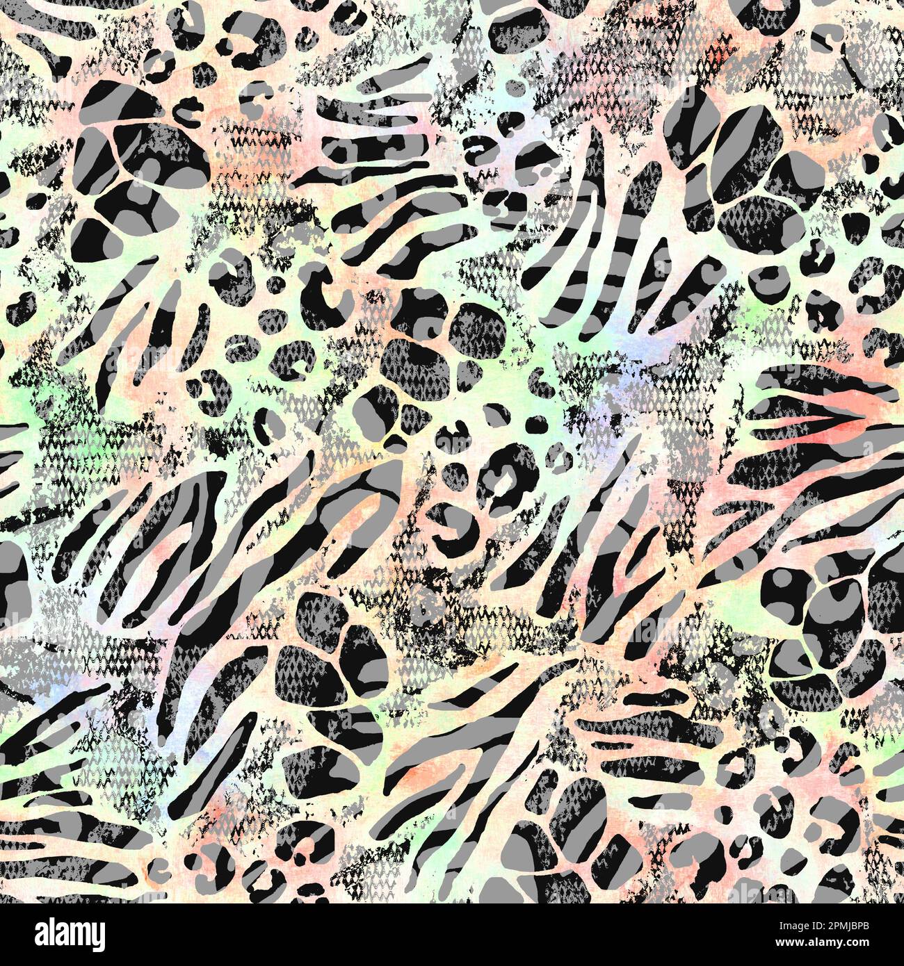 Watercolor abstract animal print seamless background. Watercolour hand ...