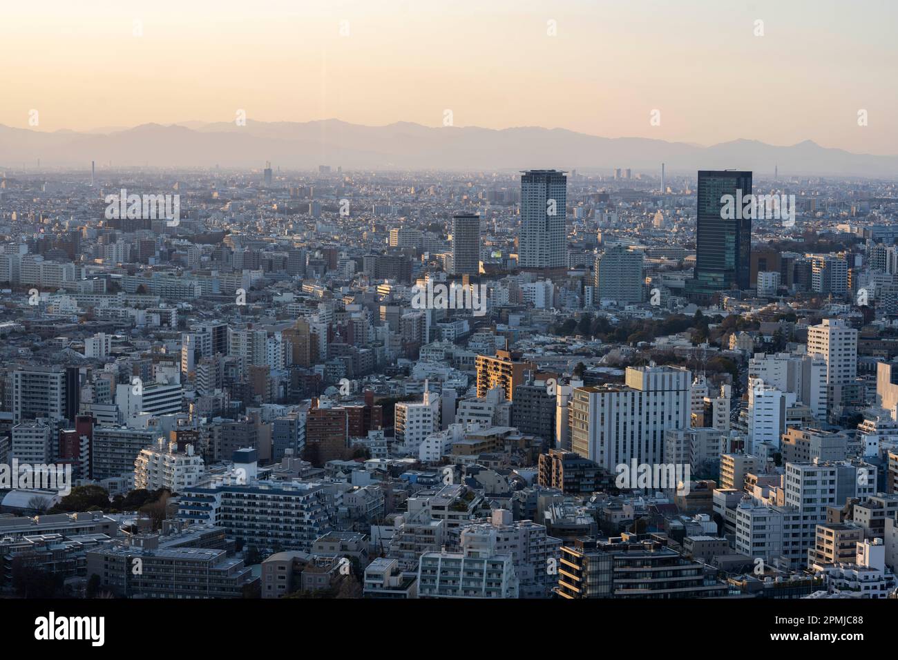 Tokyo, Japan. 9th Feb, 2023. The skyline urban cityscape at sunset ...