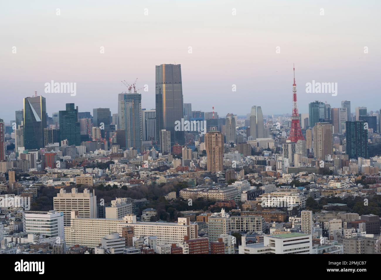 Tokyo, Japan. 9th Feb, 2023. The skyline urban cityscape at sunset ...