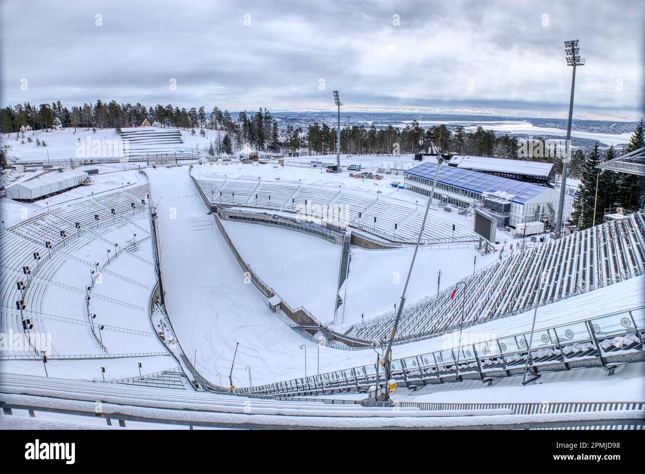 Holmenkollen, Oslo, Norway - the ski jump and amphitheatre covered in ...