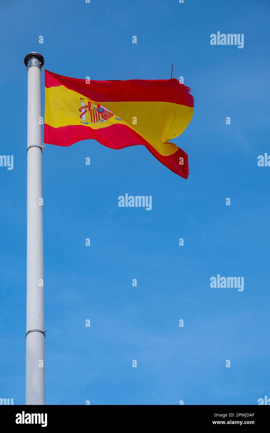 flag of Spain waving in the wind Stock Photo - Alamy