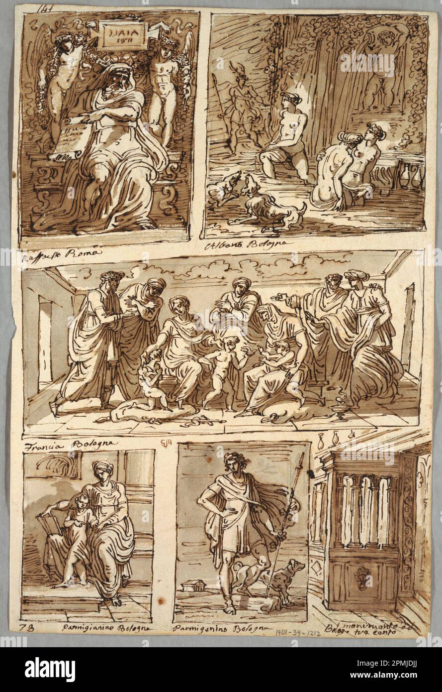 Drawing, Design after Paintings by Raphael and Paintings in Bologna by ...