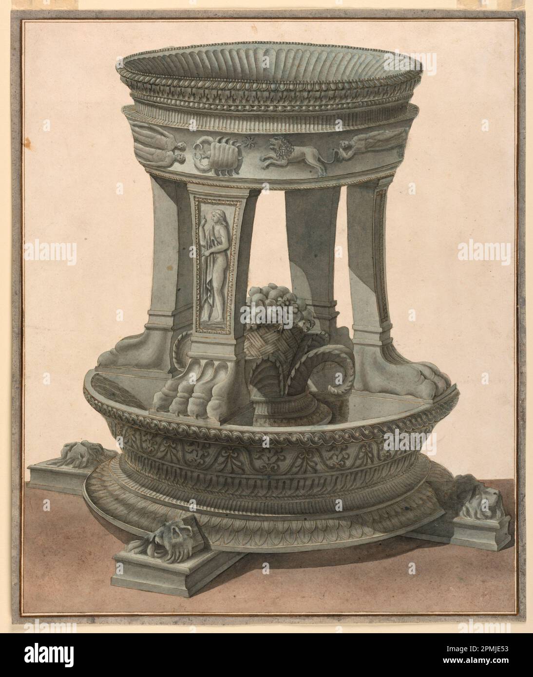 Drawing, Study, Oblique View of the Apollo Altar, Villa di Cicerone ...