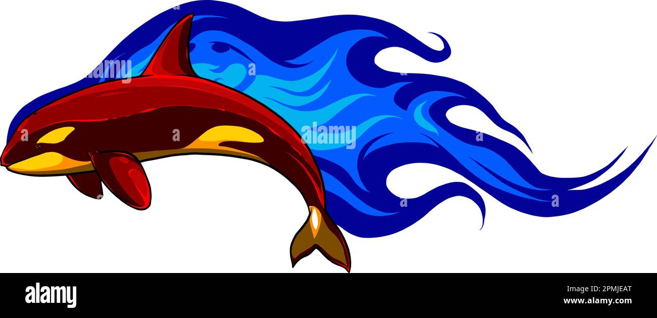 Vector Cartoon Orcinus Orca. Killer Whale Illustration design Stock ...