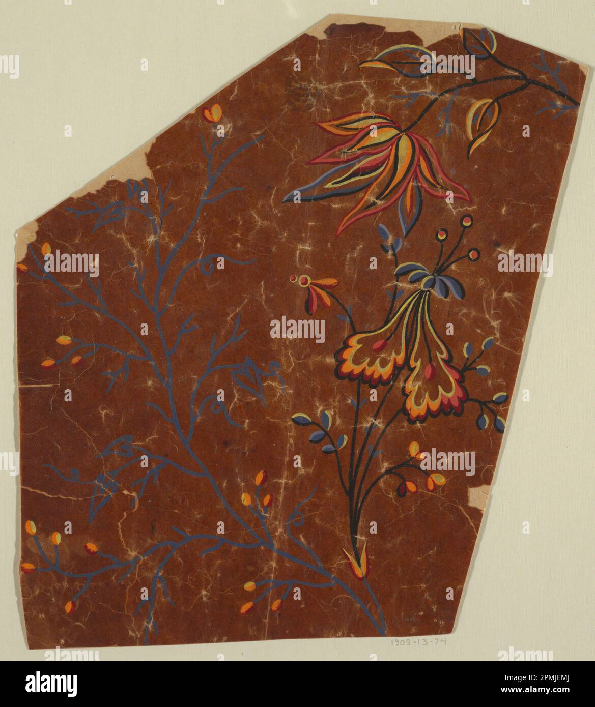 Drawing, Design for a Woven Fabric, Fragment; France; gouache on oily ...