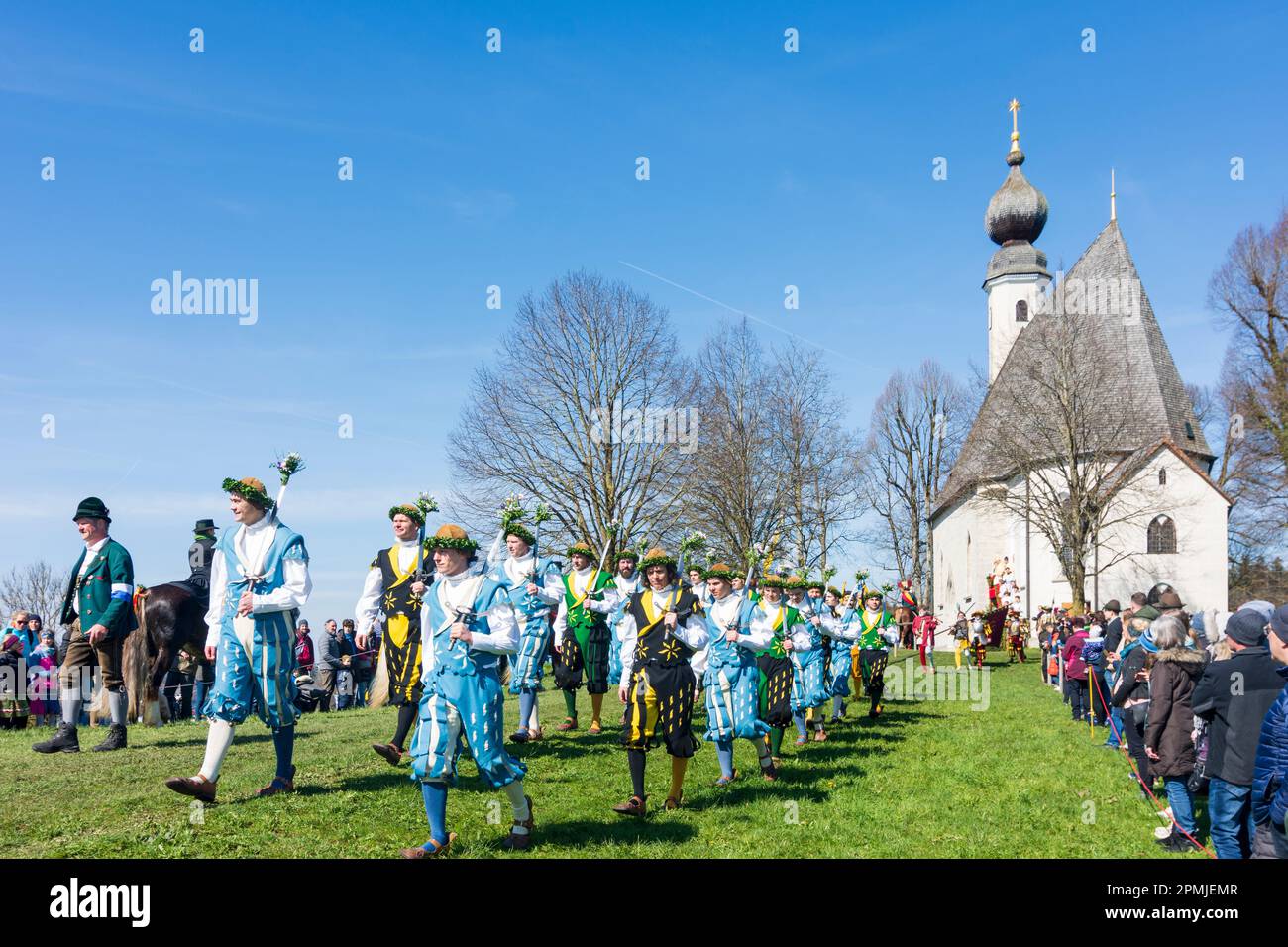 Traunstein: sword dancer at horse pilgrimage Georgiritt, church St ...