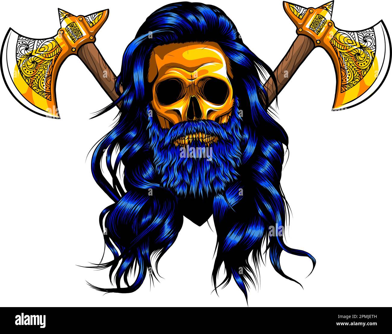 Vikings skull with ax vector illustration isolated on white background ...