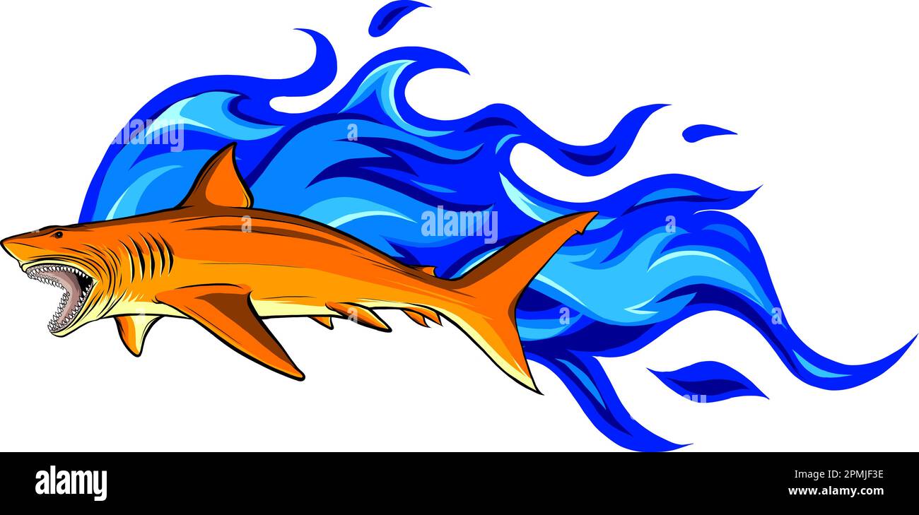 great white shark vector illustratio design on white background Stock ...