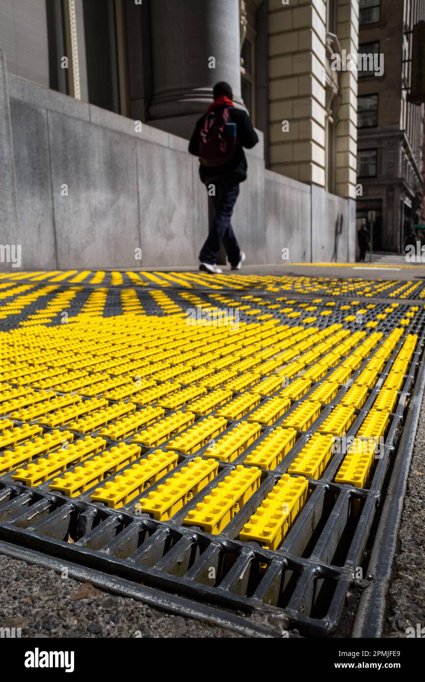 Seattle, USA. 7 Apr, 2023. Colorful yellow Anti-Slip Grate Cleats on ...