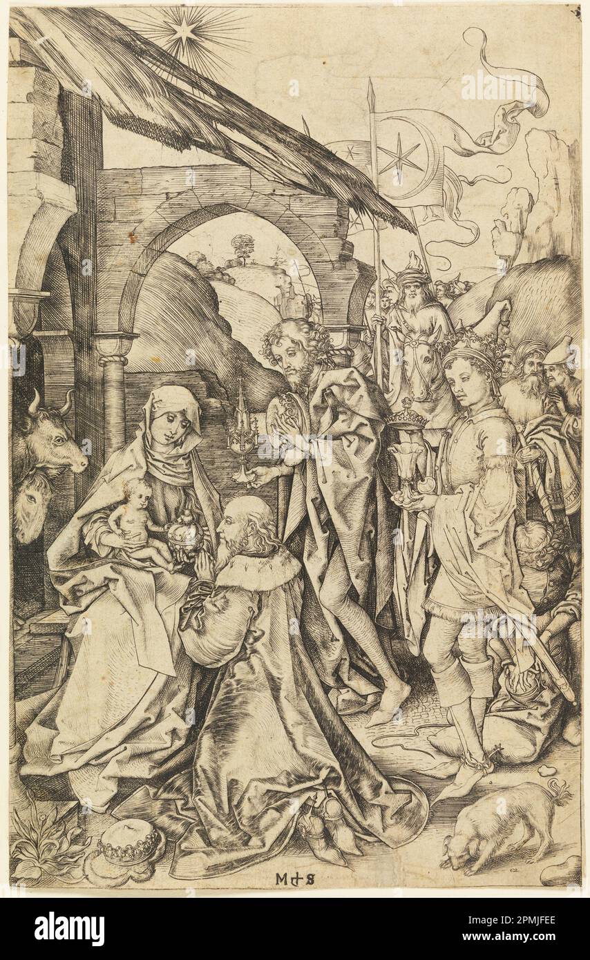 Print, The Adoration of the Magi; Print Maker: Martin Schongauer ...