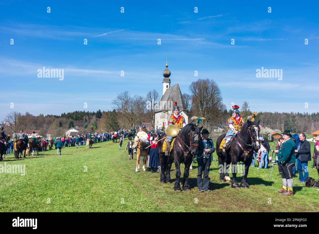 Traunstein: 2 Roman riders at horse pilgrimage Georgiritt, horsemen ...