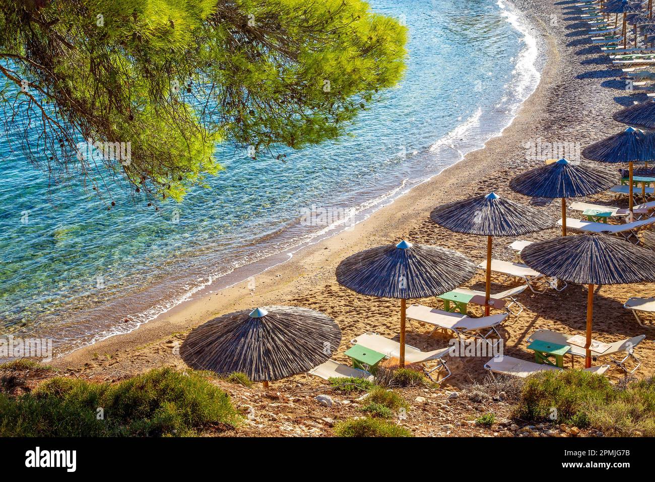 Amazing emerald water of small bay in Greek islands (Spetses) and ...