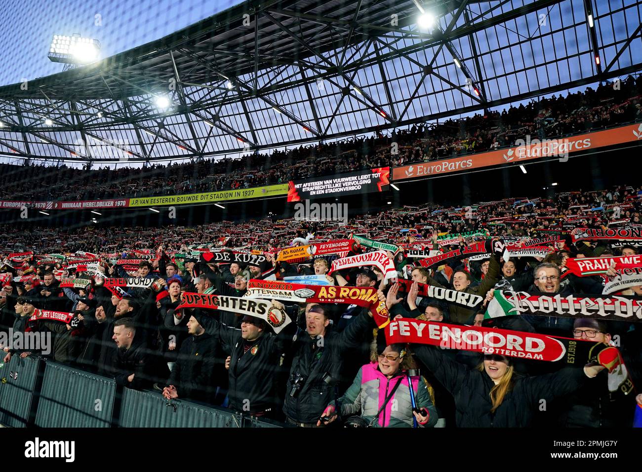 Rotterdam, Netherlands. April 13, 2023. Feyenoord supporters during the ...
