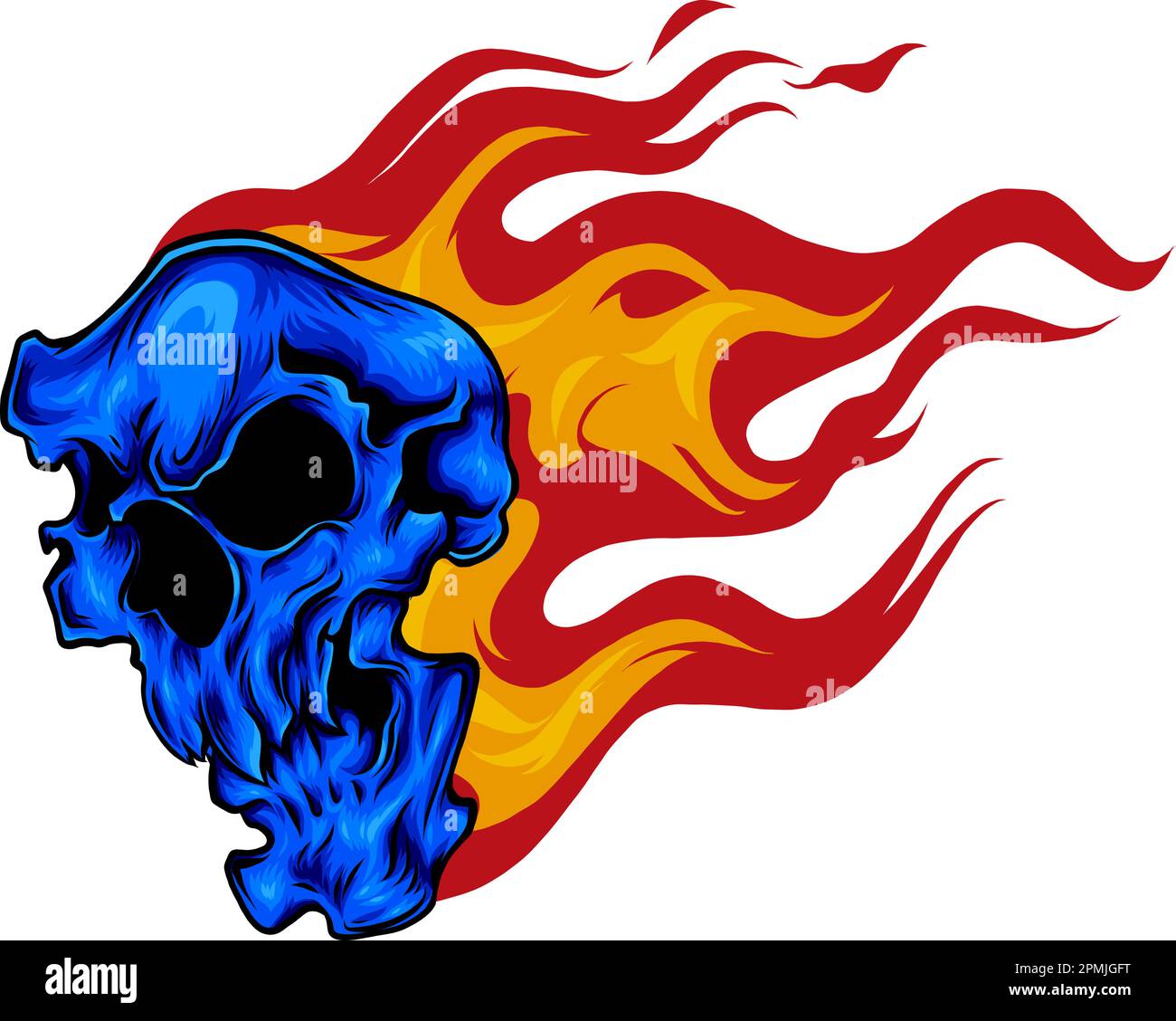 Blue And Red Fire Skulls