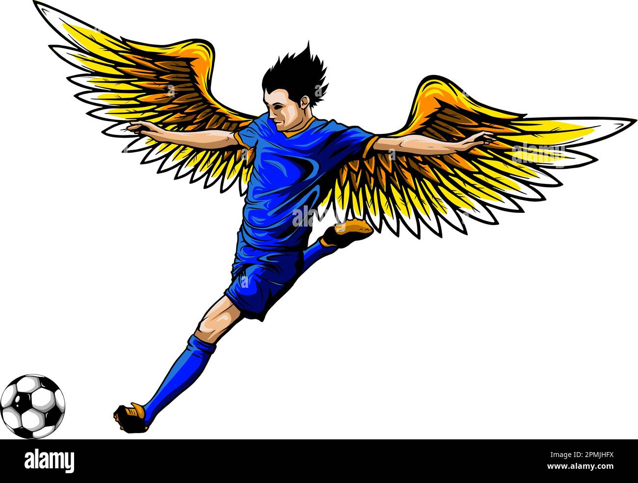 kick the ball soccer vector illustration. digital hand draw design ...