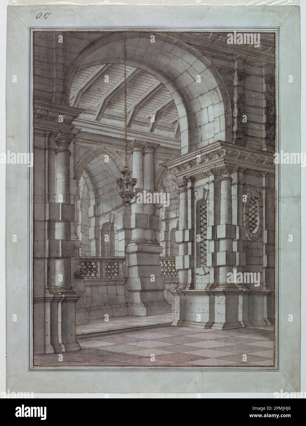 Drawing, Stage Design, View into Palace; Possibly by Carlo Antonio ...