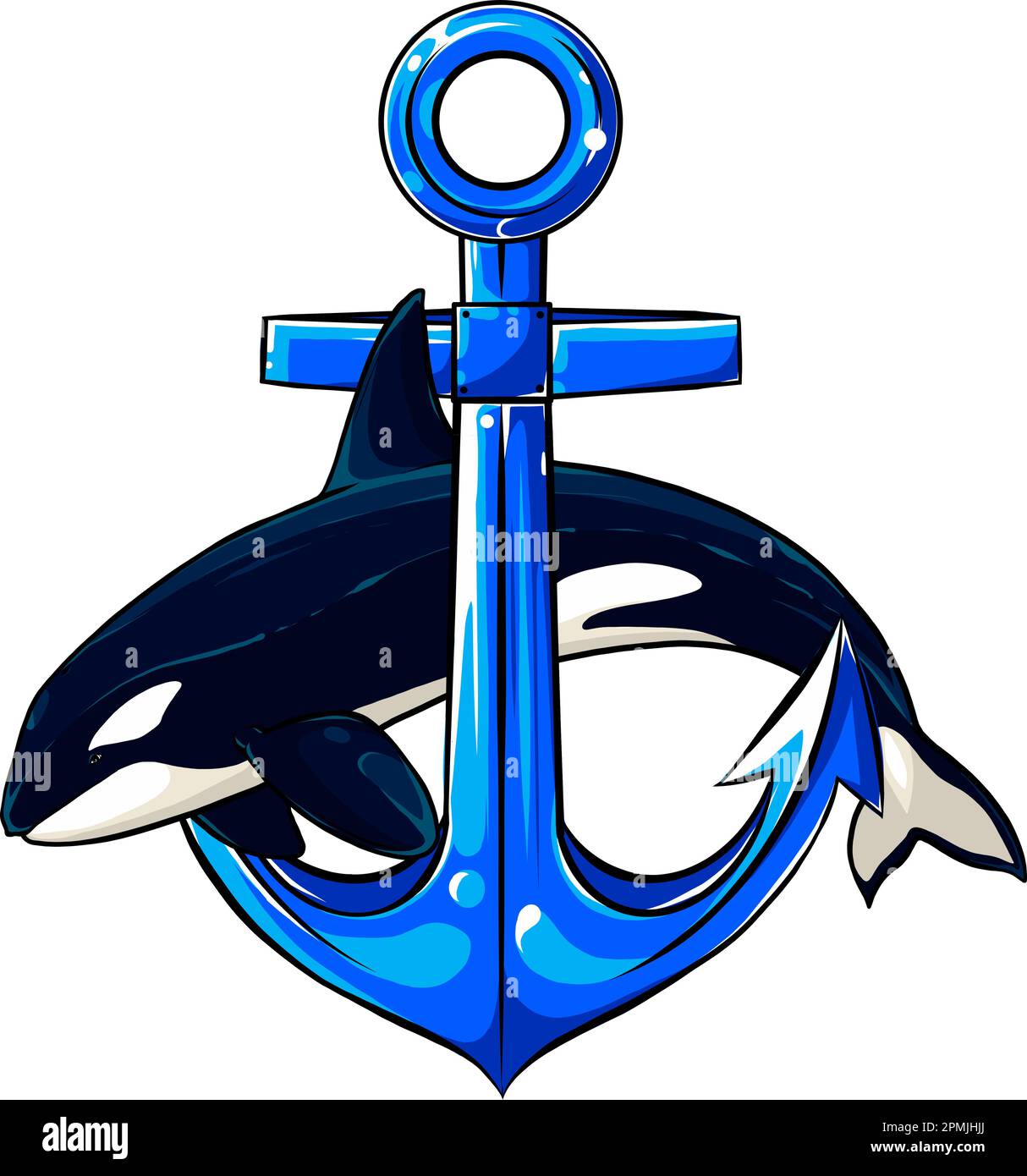 Vector Cartoon Orcinus Orca. Killer Whale Illustration design Stock ...