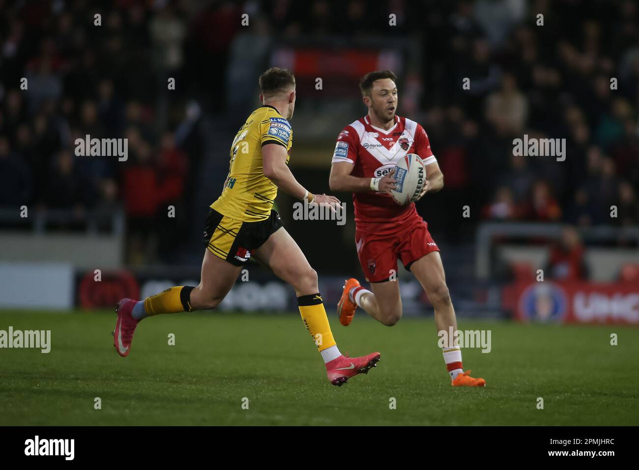 Manchester, UK. 13th Apr, 2023. Ryan Brierley of Salford on a run ...