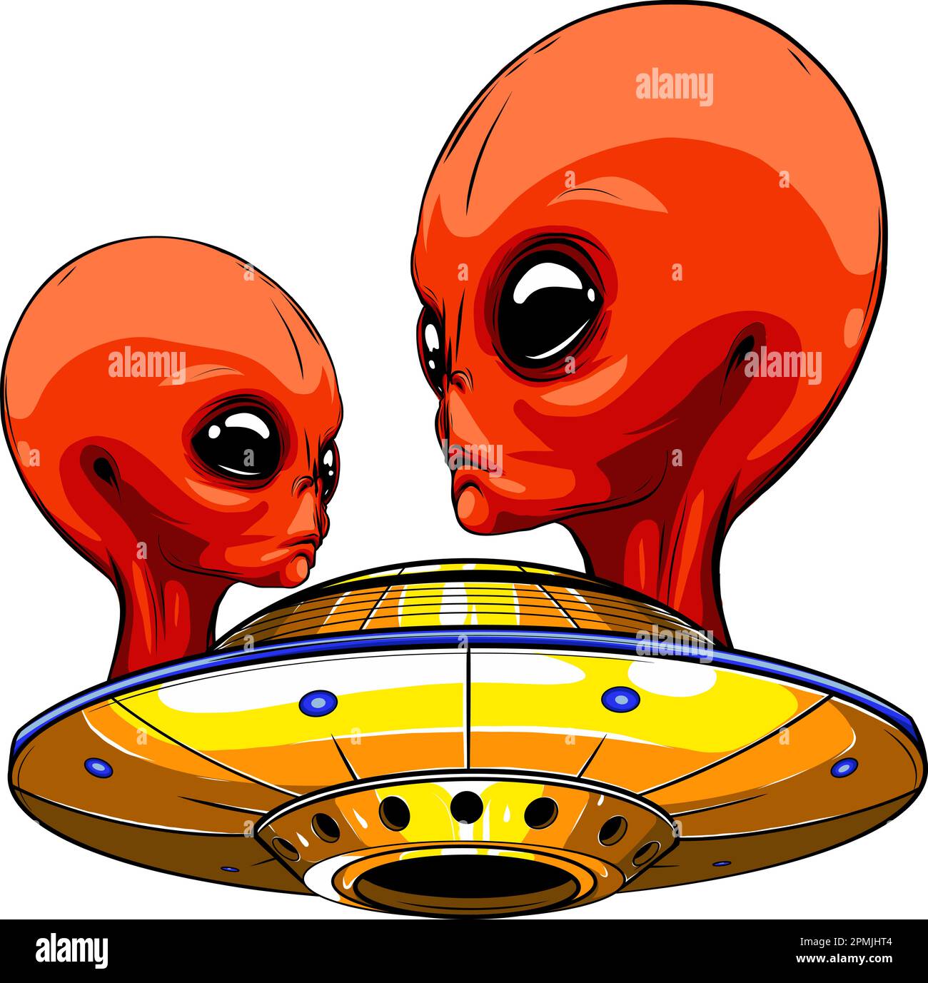 Vector illustration ufo in flat style on white background. digital hand ...
