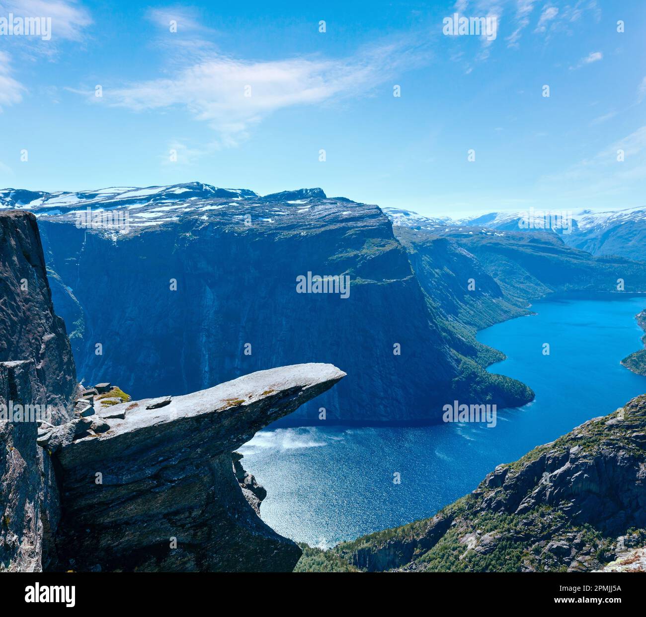 The summer view of Trolltunga (The Troll's tongue) in Odda ...