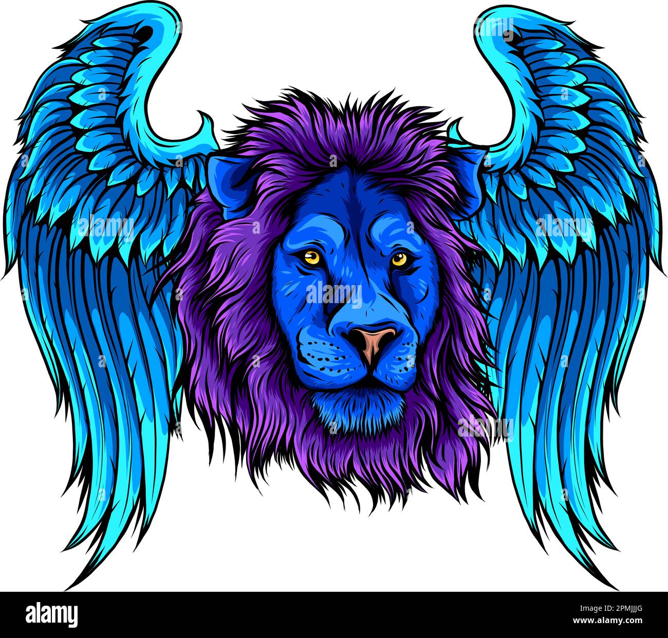 vector illustration of lion head winged on white background. digital ...