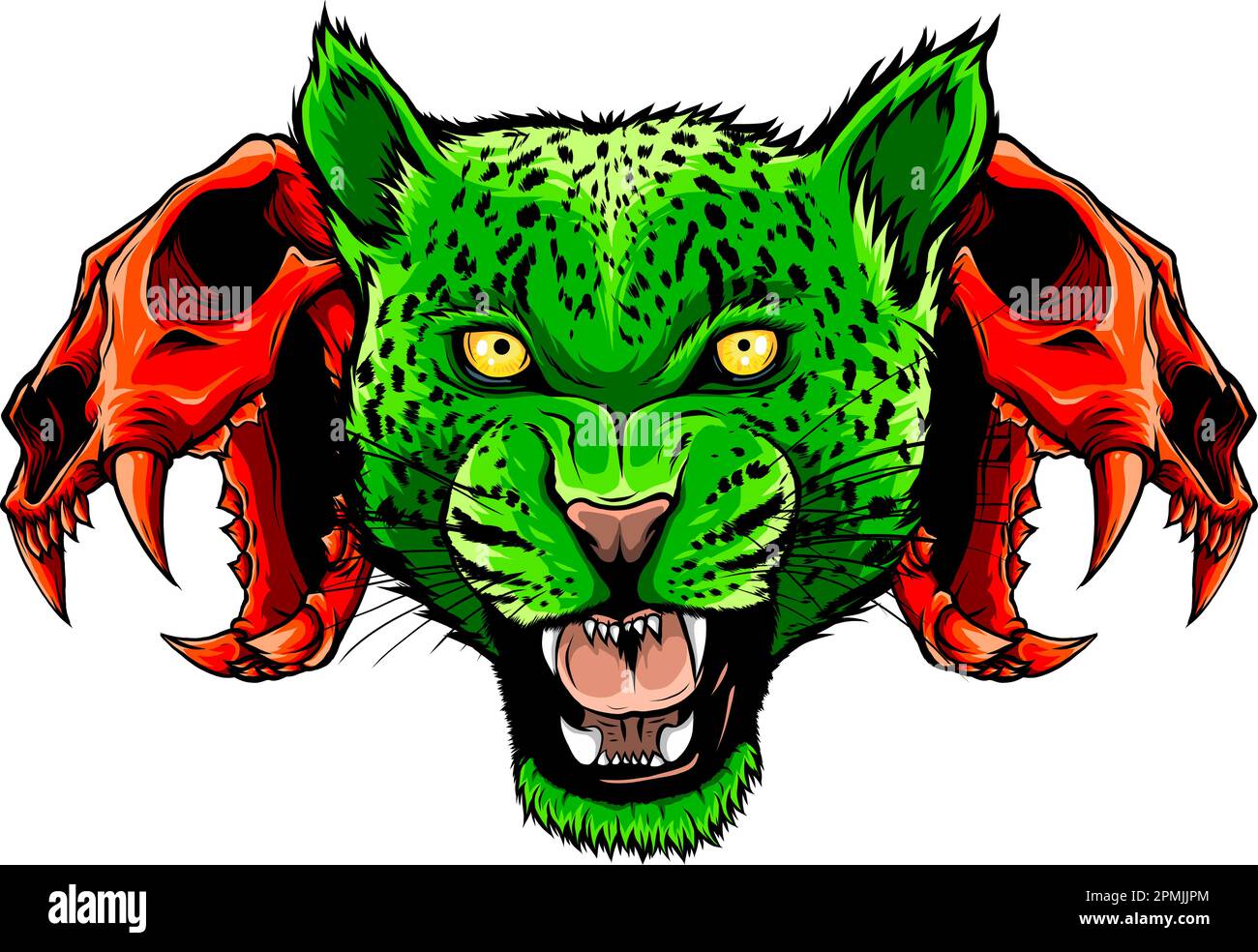 Roaring Panther Head Leopard on white background. vector illustration ...