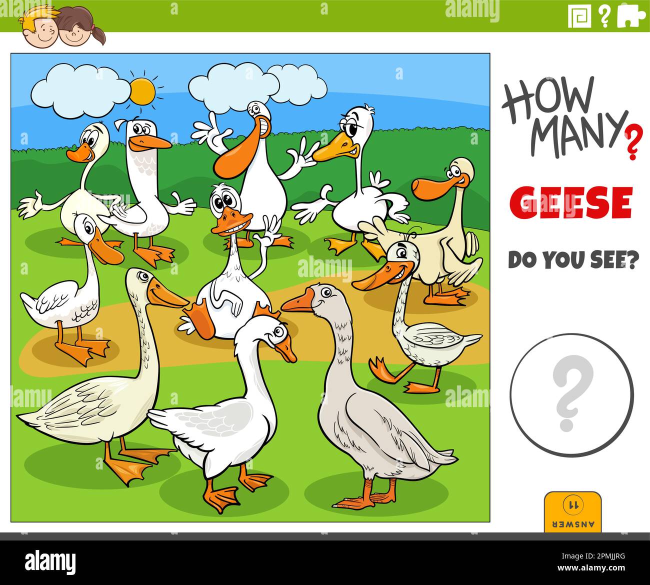 Illustration of educational counting task for children with cartoon ...