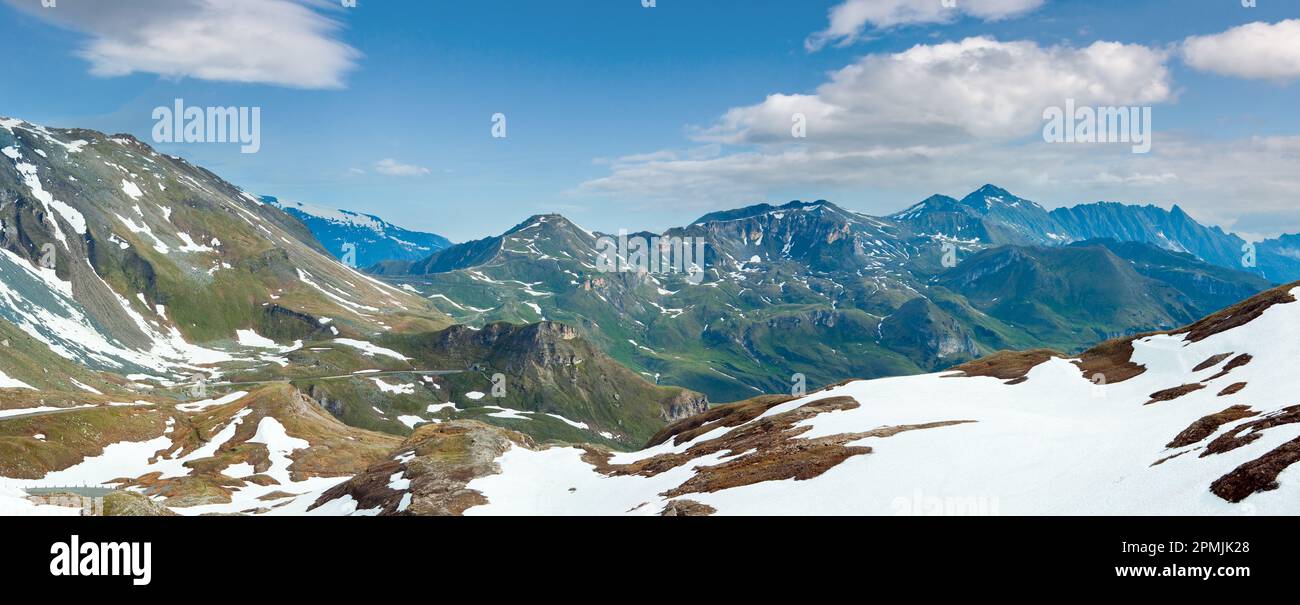 Summer (June) Alps mountain and winding road (view from Grossglockner ...