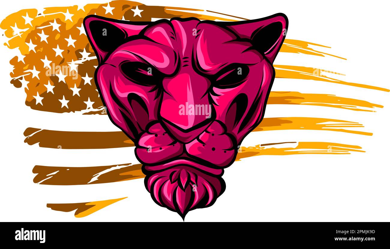 Vector illustration of cougar head graphic design on white background ...