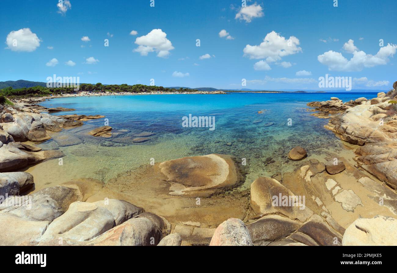 Aegean sea coast view and Karidi or Karydi beach (Chalkidiki, Greece ...