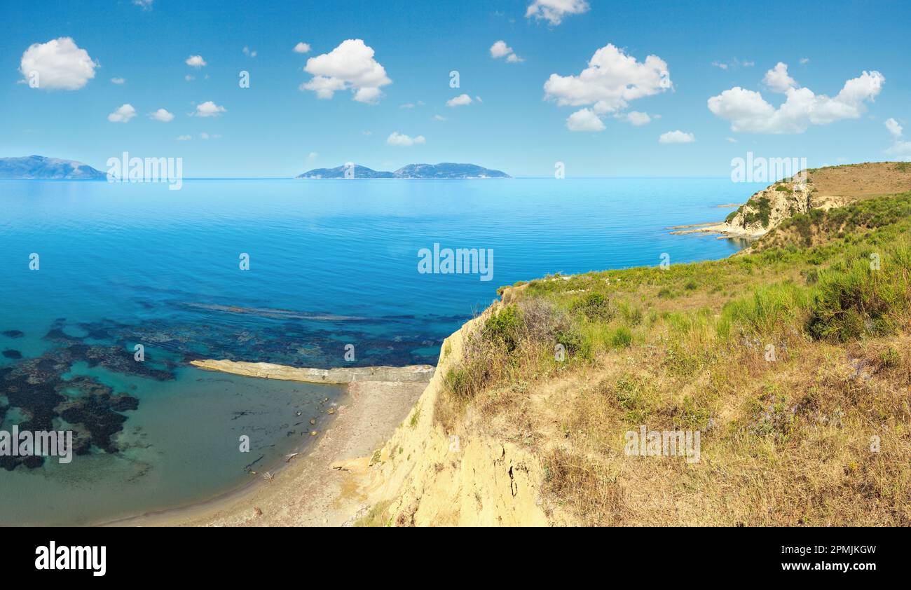 Morning summer sea rocky coast landscape (Narta Lagoon, Vlore, Albania ...