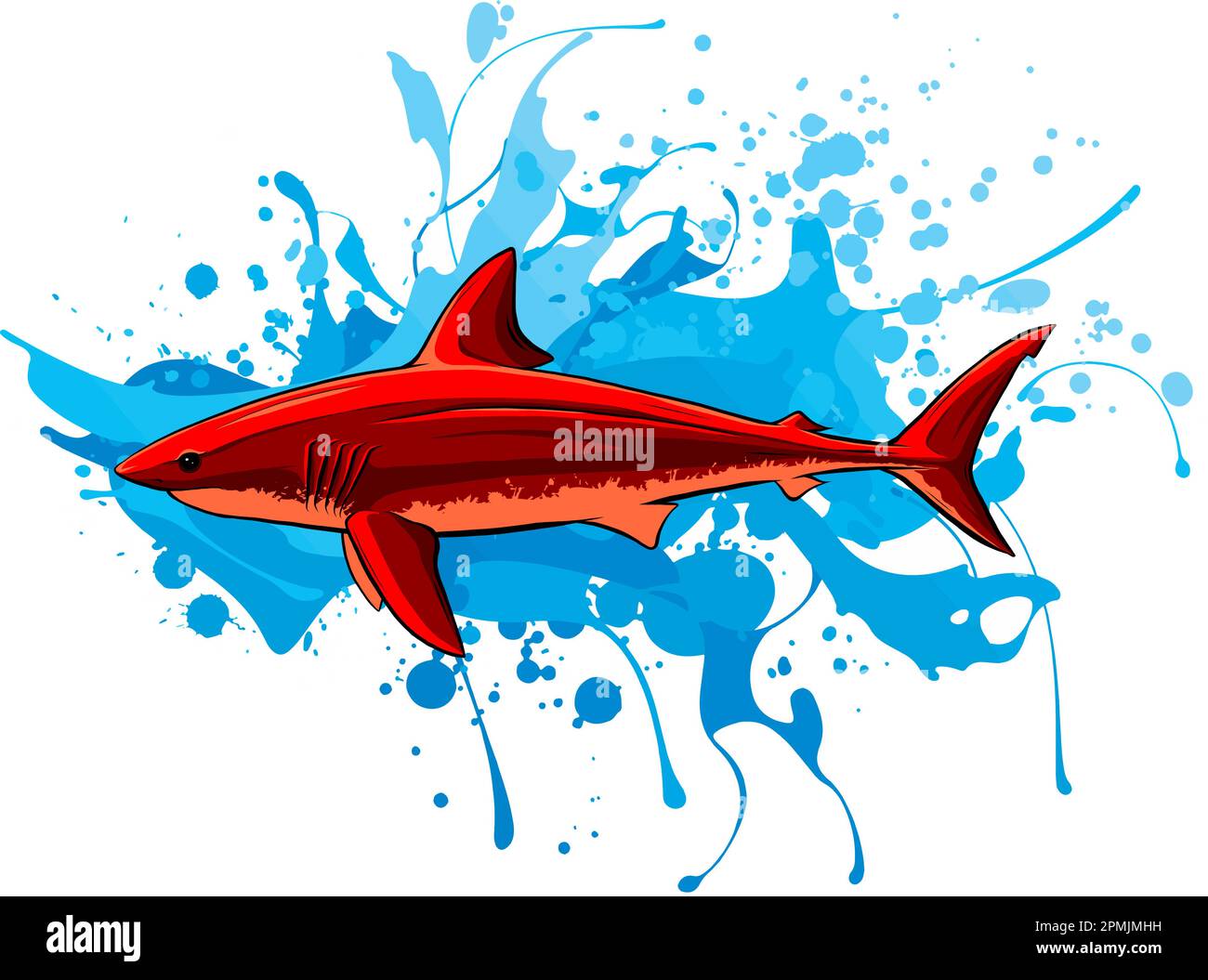 cartoon vector illustration of white shark design on white background ...